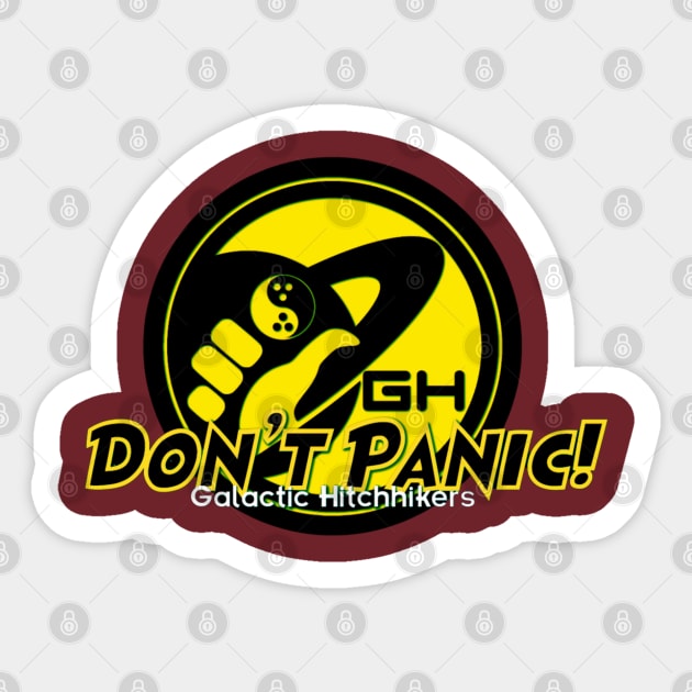Fan Art Don't Panic - Hitchhikers Guide To The Galaxy - Sticker | TeePublic